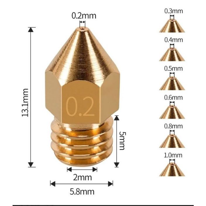 Bico MK8 M6 0,4mm (1,75) - 3DX Filamentos