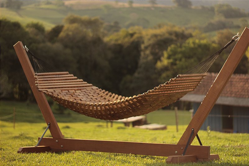 Rede de descanso solteiro -Madeira e suporte Merco Comercial - Merco ...