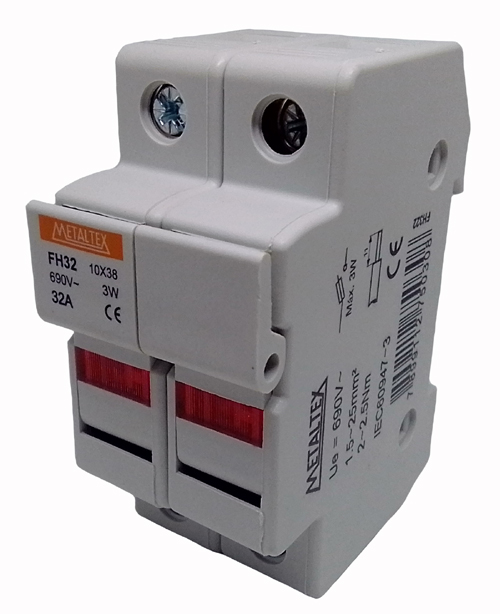 FH322 Porta Fusivel 10x38mm 2p 32a Deteccao Fusivel Aberto Metaltex ...