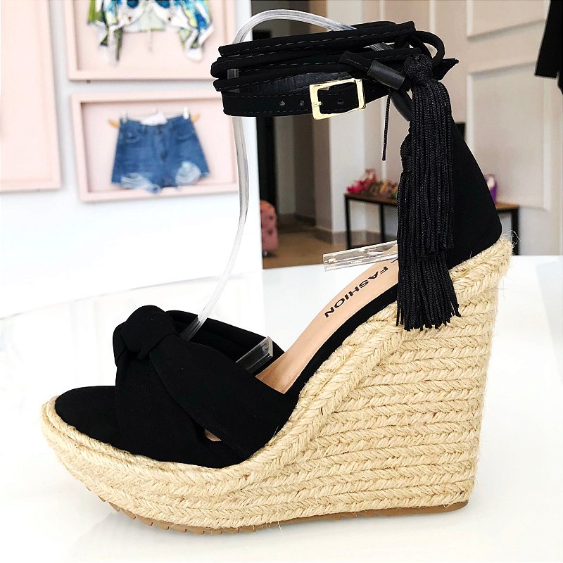 Plataforma Salto Alto Laço Preta - FUEL FASHION