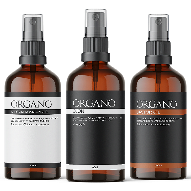 Kit Capilar Premium 100ml - Ojon, Castor e Alecrim - Organo Óleos