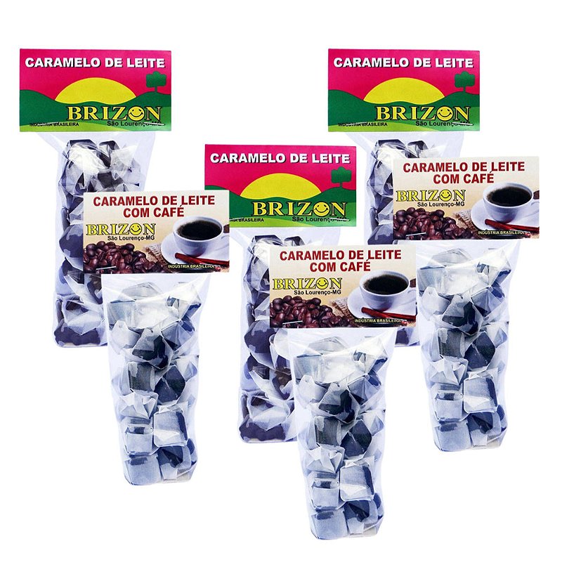 CARAMELO DE LEITE PURO E COM CAFÉ 100g BALAS BRIZON KIT 6 UN - Uai ...