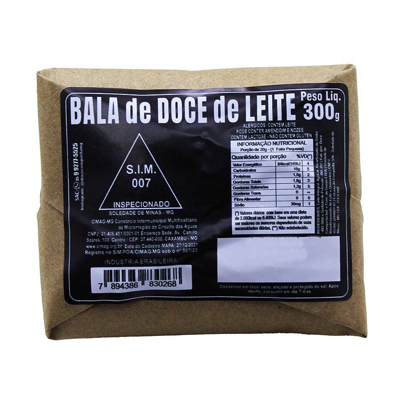 Bala de Doce de Leite Tradicional 300g Doce Conquista - Uai Minas Empório