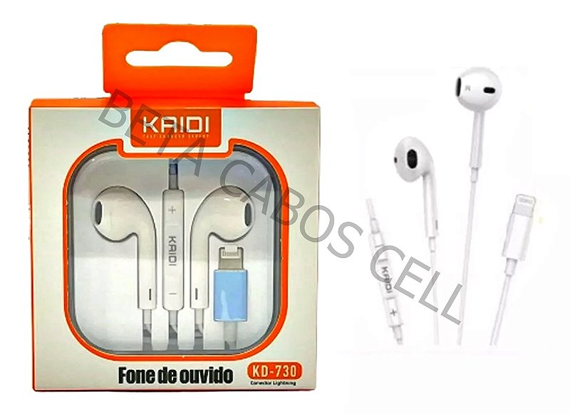 Fone De Ouvido kAIDI iPHONE Entrada Lightning Com Microfone - Beta ...