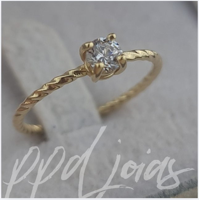 Anel de Noivado Solitário Ouro 18k | Aro Torcido – PPDJOIAS - PPD Joias ...