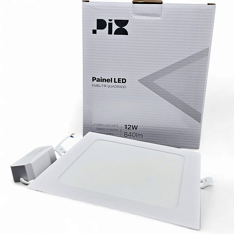 Painel Led Quadrado Embutir 12W 4000K Bivolt - LED EXPRESS - ESPECIALIZADO EM LED