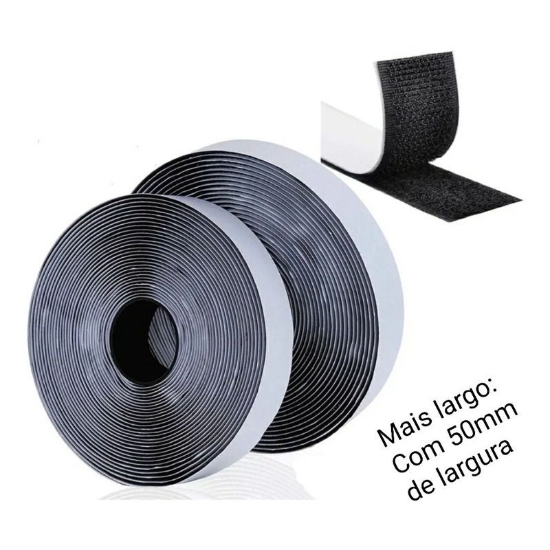 Kit Velcro 50mm x 25m Macho e Fêmea - Fita Autocolante Resistente - ATM ...