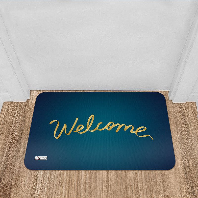 Tapete de Entrada 40x60cm Welcome Azul - Yuzo Decorações