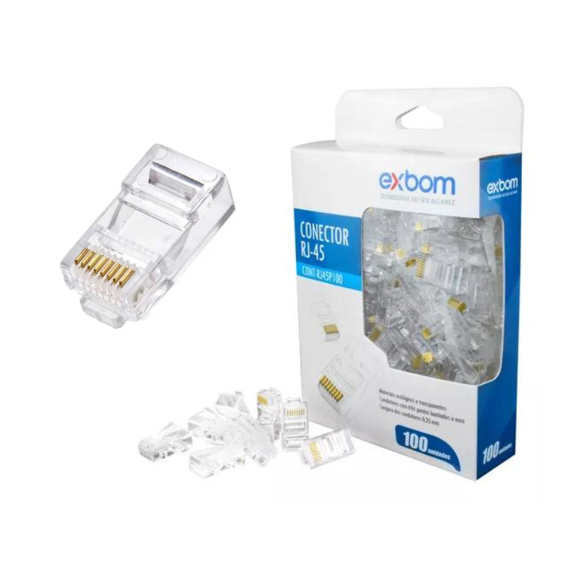 Kit C/ 5 Caixas de Conector RJ45 Exbom CONT-RJ45P100 500pçs - BM Tech ...