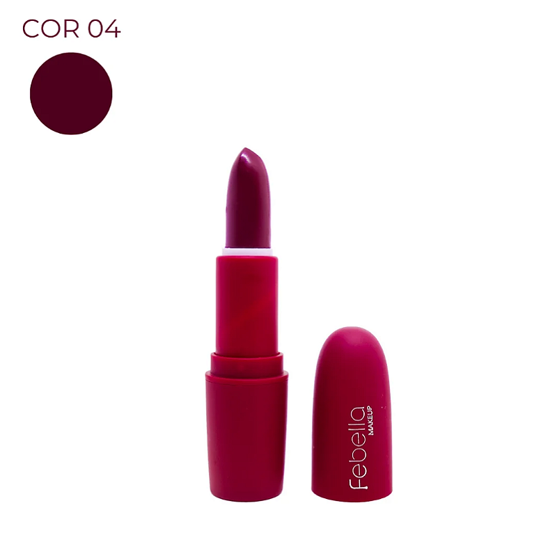 BATOM MATTE POP CORS FEBELLA - BM40214 - COR 04 - Bellíssima Makeup