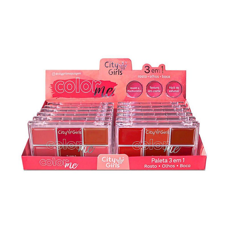 BOX - PALETA 3 EM 1 CITY GIRLS - COLOR ME CG308 C/ 12 PEÇAS ...