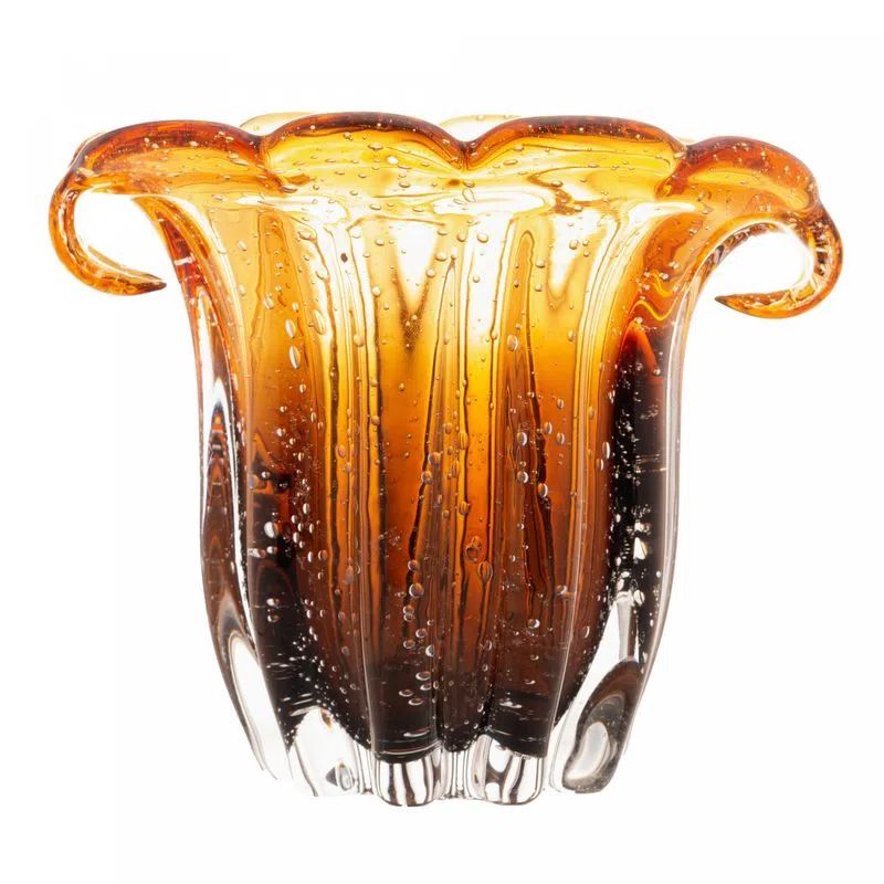 VASO DE VIDRO MURANO ITALY AMBAR E MARROM LYOR 12cm - Raffaello ...