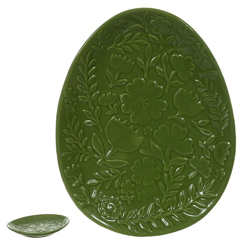 PRATO DECORATIVO ALTO C/RELEVO TEMA PASCOA VERDE EM CERÂMICA ...