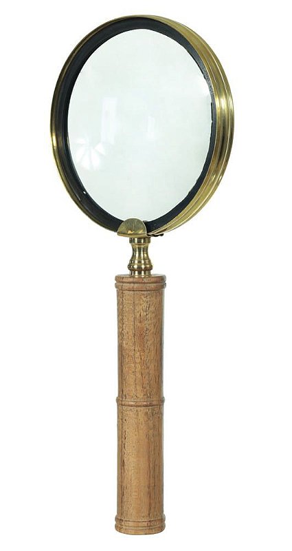 LUPA DECORATIVA EM METAL COM CABO EM MADEIRA MARROM 24cm - Raffaello ...