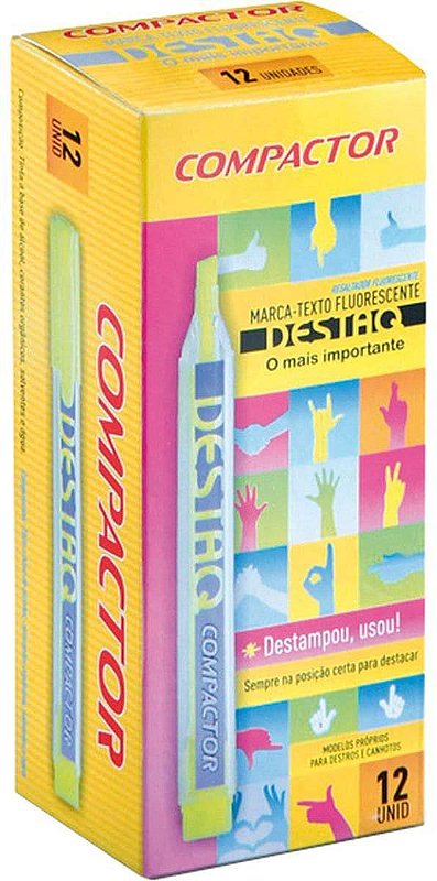 Marca Texto Compactor Destaq Amarelo Caixa com 12 Unidades em Oferta na ...