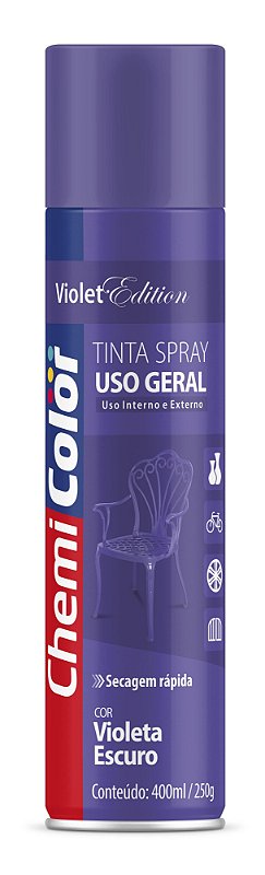 Tinta Spray Violeta Escuro Chemicolor Uso Geral 400ml 202 6 Unidades em ...