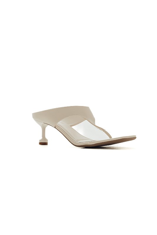 Tamanco Feminino Dedo Salto Baixo Nic (Off White) - USE HITZZ