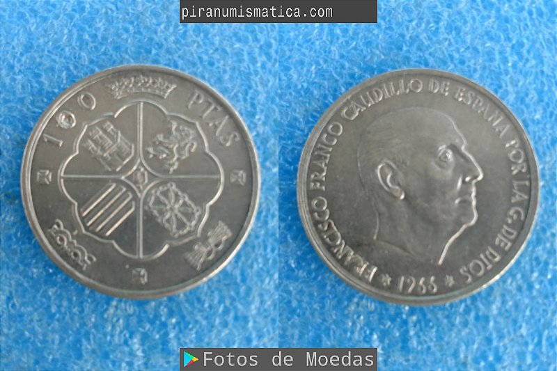 100 PESETAS - Francisco Franco - 1966 - Prata (.800) - 19 g - ø 34 mm ...