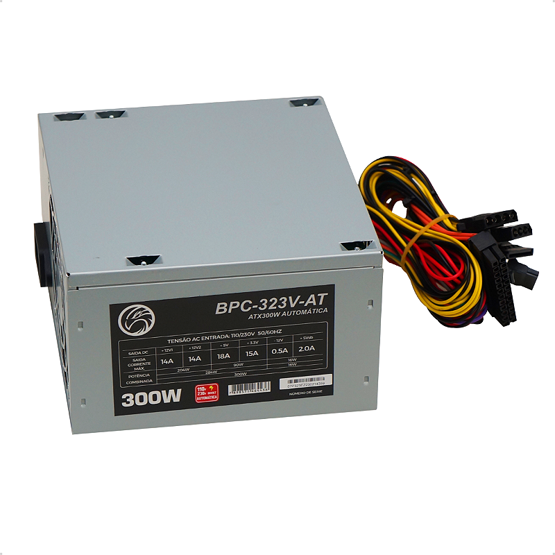 FONTE ATX 300W BRAZILPC BPC-323V-AT BIVOLT AUTOMATICO 24 PINOS - Brazil PC