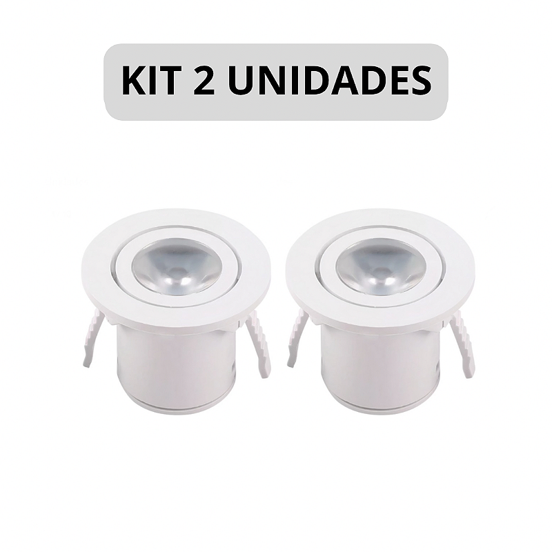 KIT 2 Mini Spot LED 1W Móvel Redondo Direcionável Branco 3000K Bivolt ...