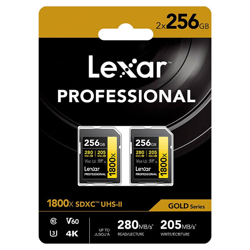 Cartão de Memória Profissional Lexar 256GB 1800x UHS-II SDXC (2-Pack ...