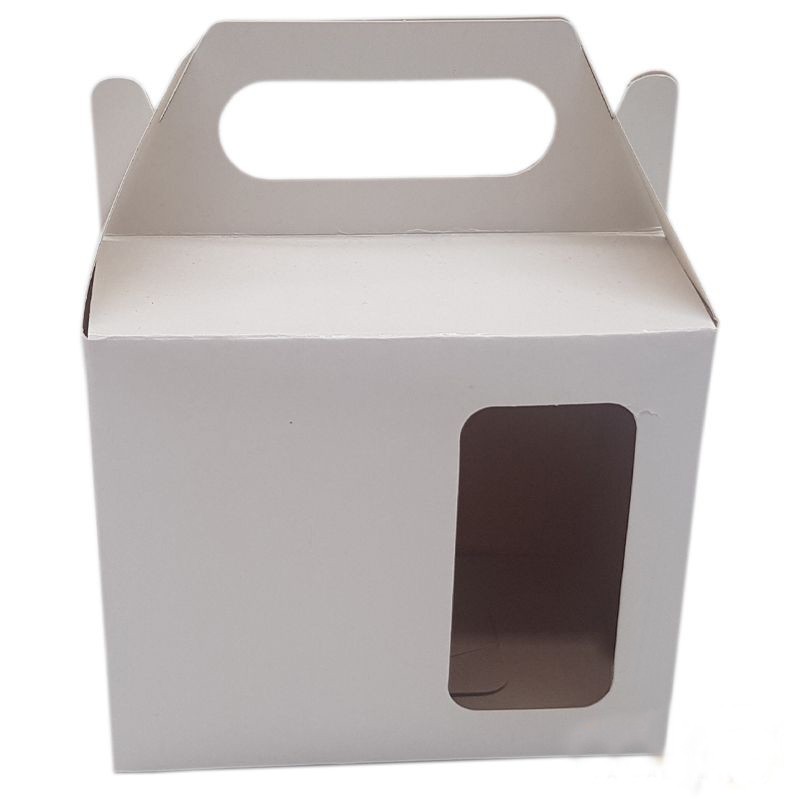 Caixinha Branca Resinada para Caneca Visor Frontal com alça - 12 unida ...