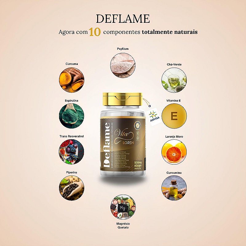 Deflame 500mg 60caps - Vita Loren - Club Vitta Suplementos