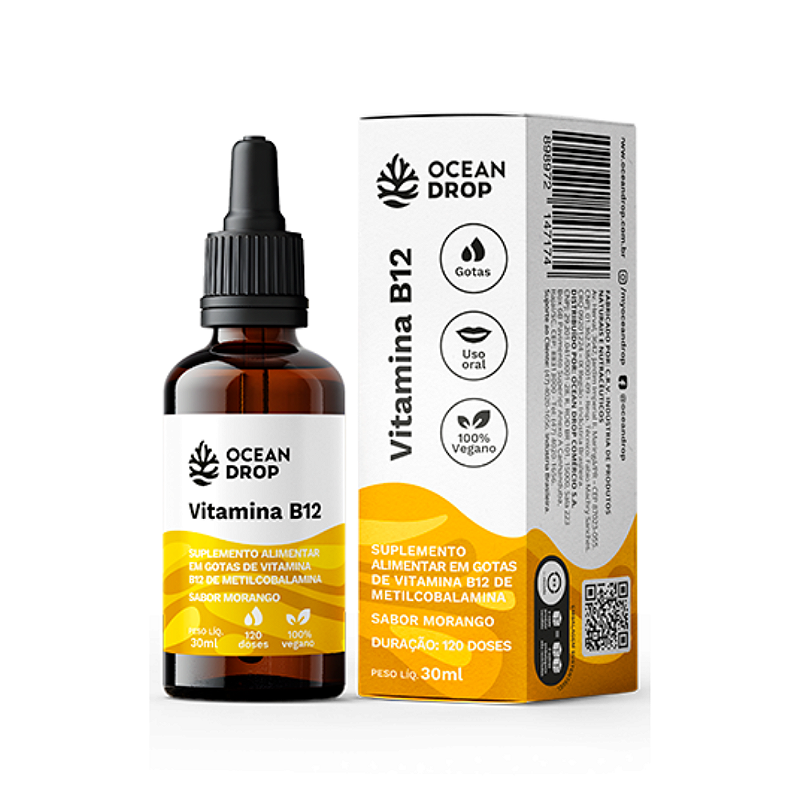 Vitamina B12 Gotas 30ml - Ocean Drop - Monster Shape Suplementos - Goiânia