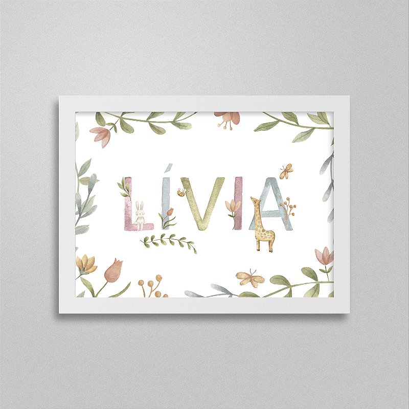 Quadro Personalizado com nome Lívia - Decor Quadros - Bebê e Infantil