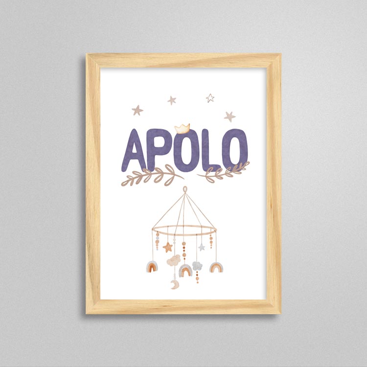 Quadro personalizado com nome Apolo - Decor Quadros - Bebê e Infantil