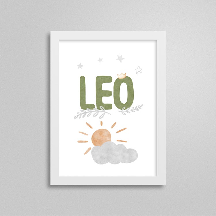 Quadro personalizado com nome Leo - Decor Quadros - Bebê e Infantil