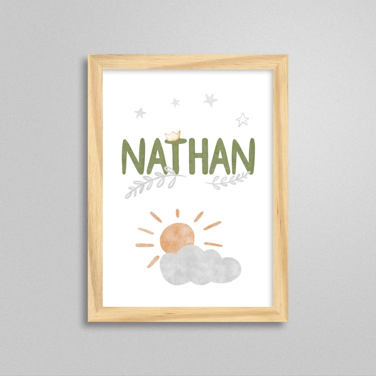 Quadro personalizado com nome Nathan - Decor Quadros - Bebê e Infantil