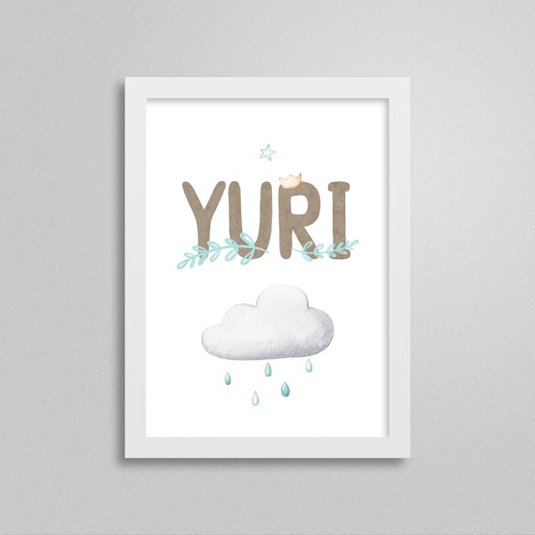 Quadro personalizado com nome Yuri - Decor Quadros - Bebê e Infantil