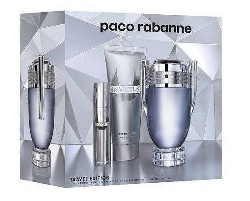 KIT Perfume Paco Rabanne Invictus Masculino EDT 100ml + S/Gel + Mini ...
