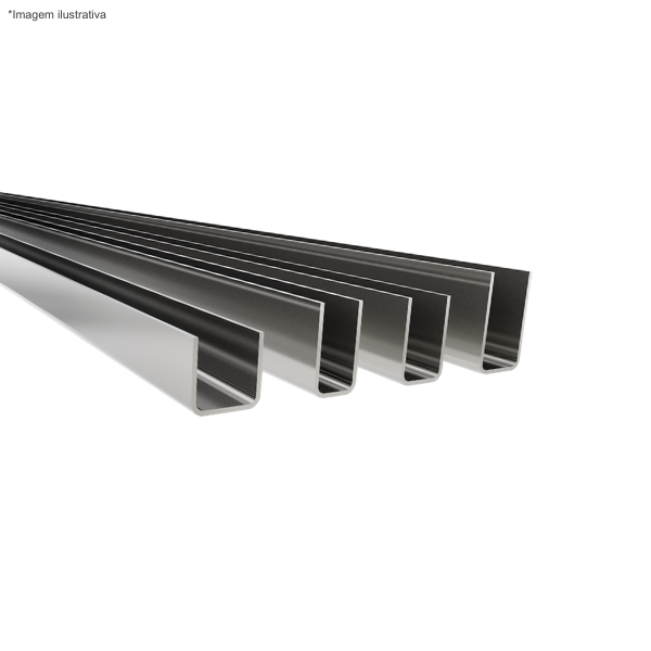 Perfil U para vidro, com 3 metros - aço inox - Metanox - A marca da ...