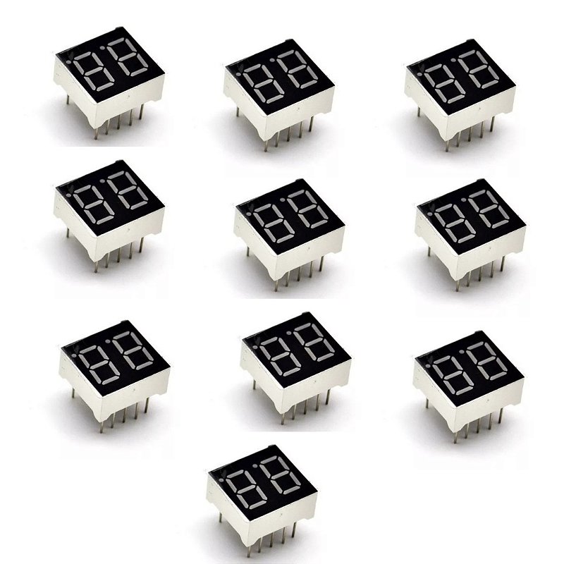 10 X DISPLAY 7 SEGMENTOS 2 DÍGITOS CATODO COMUM - ARDUCORE - Robótica ...