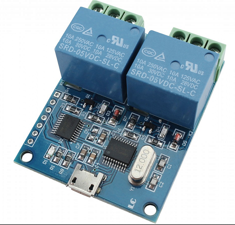 MÓDULO RELE 2 CANAIS C/ MICRO USB CONVERSOR CH340 - ARDUCORE - Robótica ...