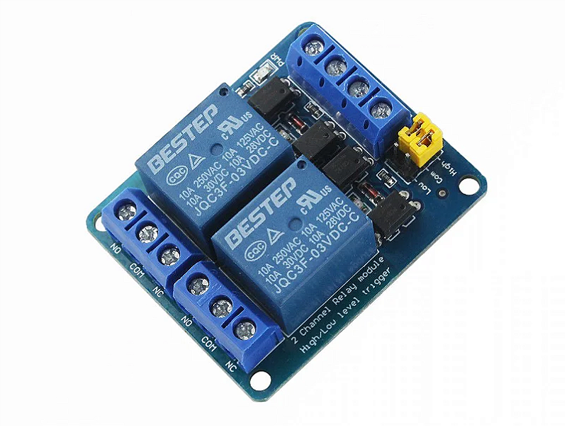 MÓDULO RELE 3V 10A 2 CANAIS COM BORNE KRE P/ ESP32 - ARDUCORE - Robótica Educacional arduino