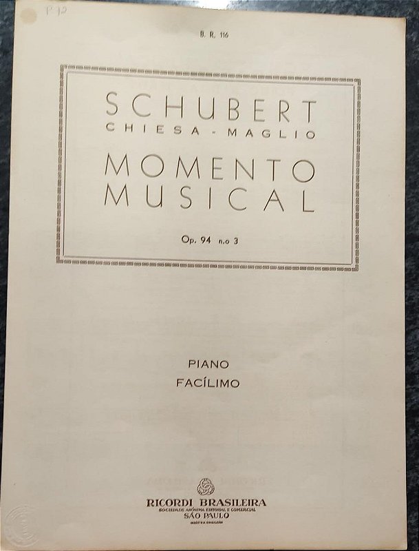 MOMENTO MUSICAL Opus 94 n° 3 (facilitada) - partitura para piano ...