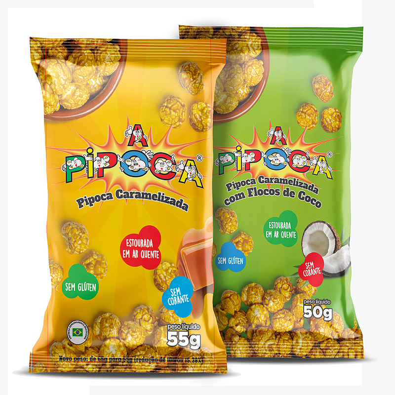 Pipoca Caramelizada Combos, pipoca doce, Caixa - APIPOCA
