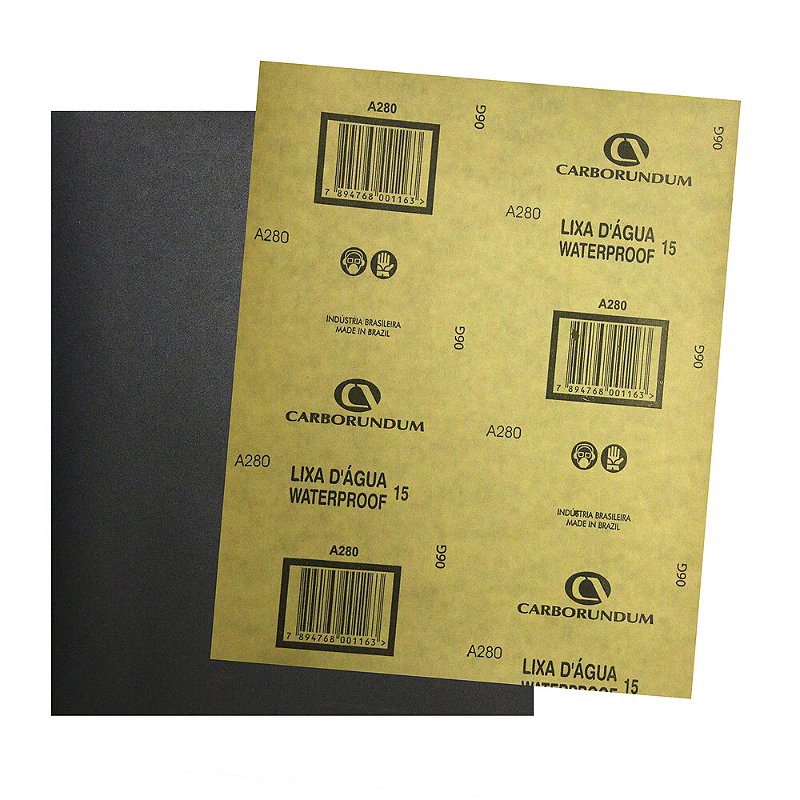 Pacote com 500 Folha de Lixa D'água CAR15 Grão 280 225 x 275 mm ...